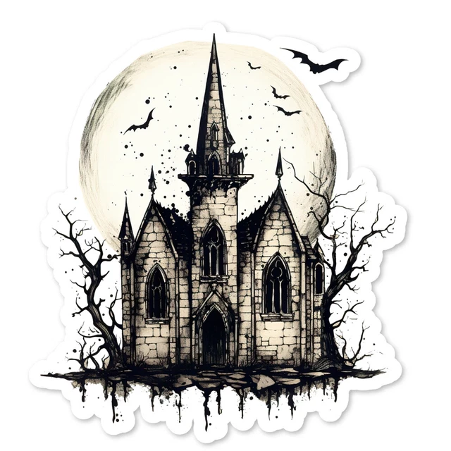 Gothic House Sticker, Scrapbook, Water Bottle, Laptop Collectiblephone ...