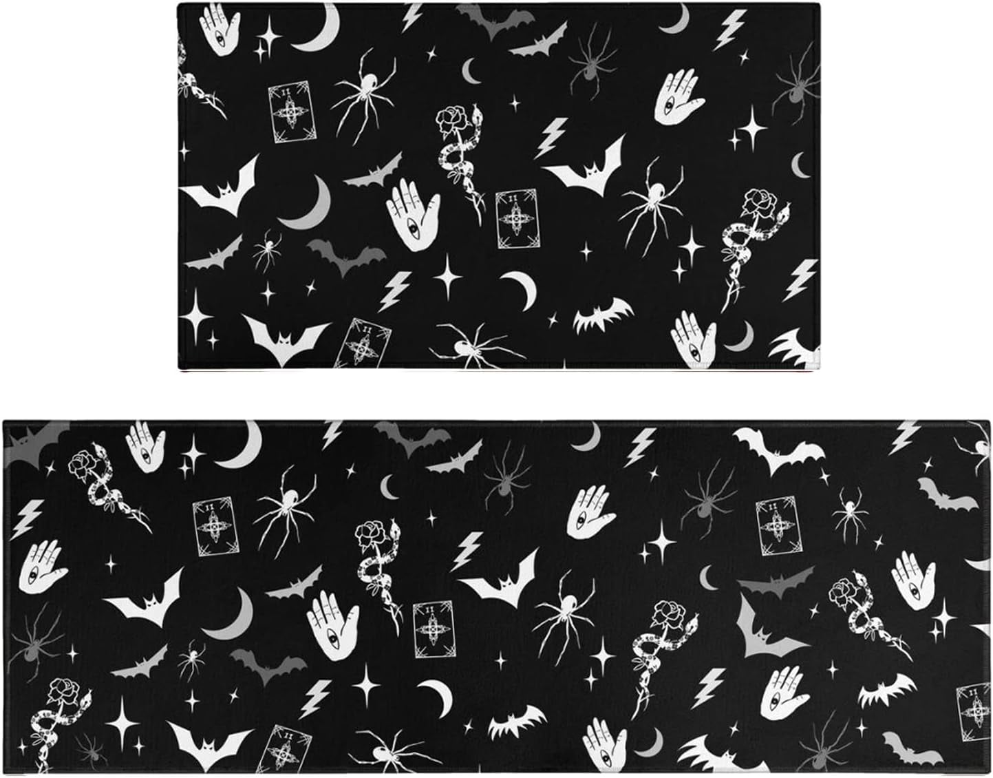 Gothic Kitchen Rug Set of 2, Goth Rug, Witch Rug, Black Halloween ...
