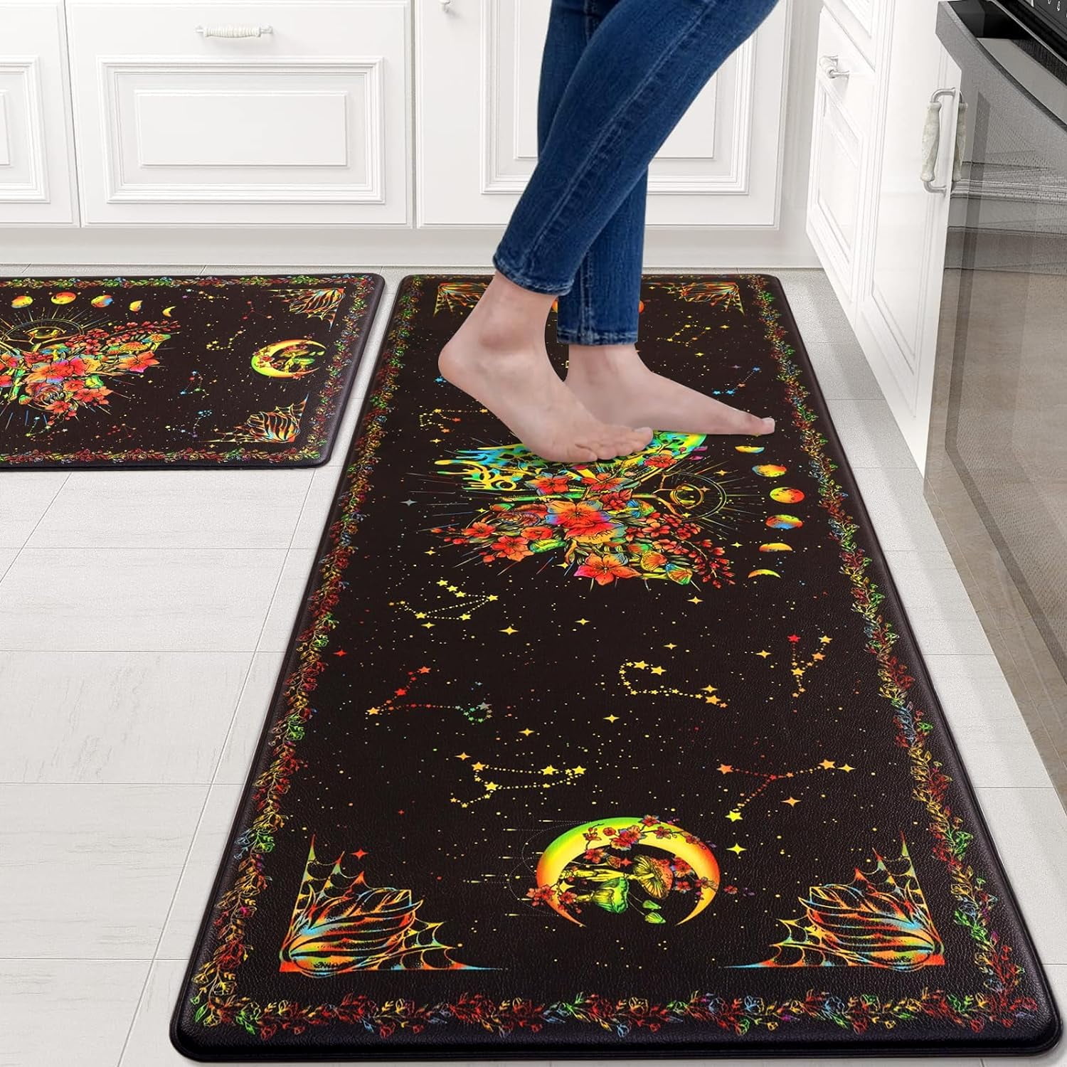 Gothic Kitchen Rugs Sets of 2, Butterfly Anti Fatigue Cushioned Kitchen ...
