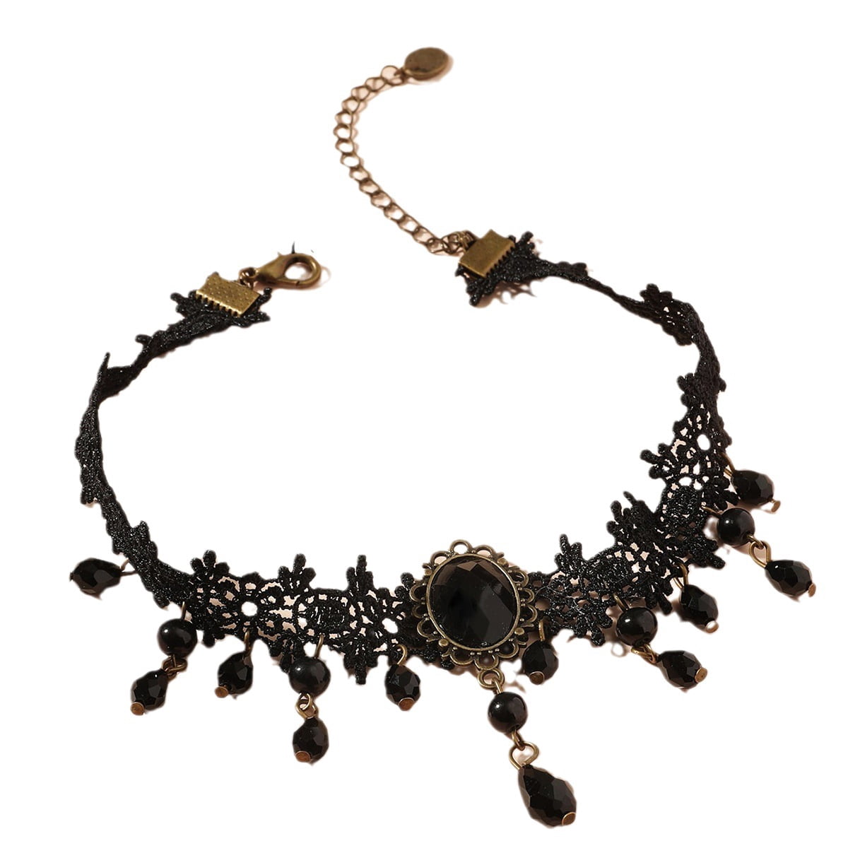 Gothic Lace Necklace - Retro Black Lace Collarbone Chain for Women ...