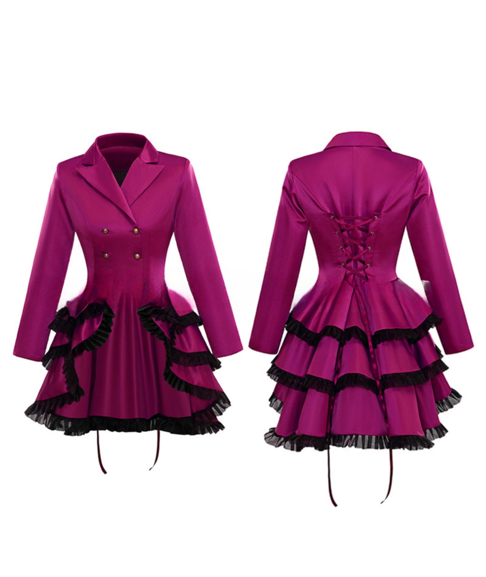 Gothic Lace Vintage Stage Performance Dress Double Breasted Medieval ...