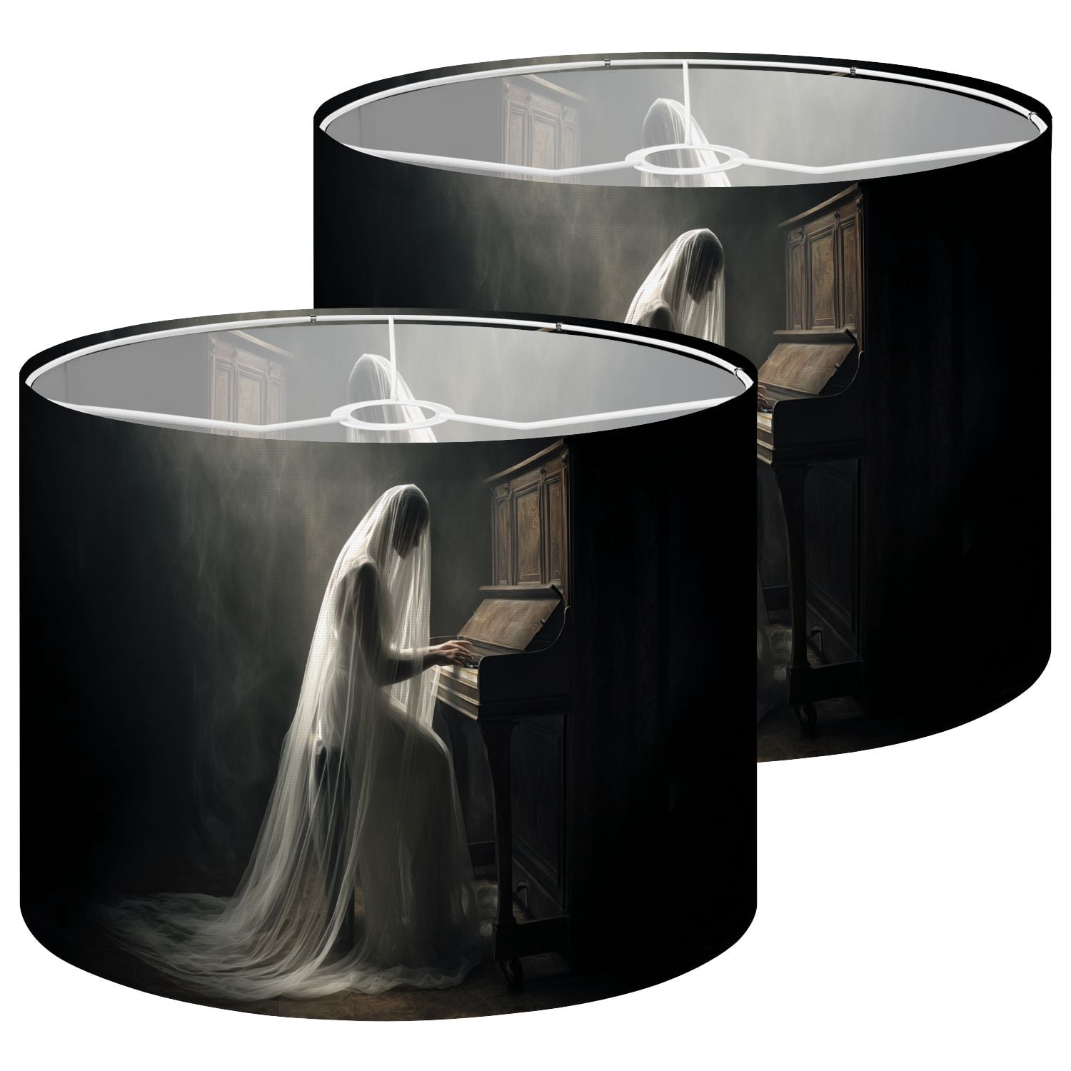 Gothic Lampshades 2 Pack Ethereal Ghostly Woman Piano Dark Gothic ...