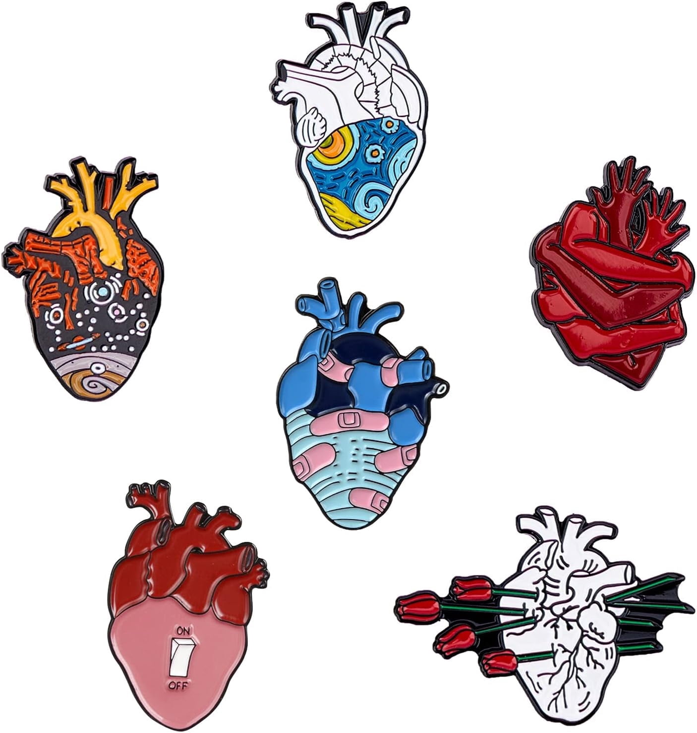 Gothic Lapel Pins Anatomical Heart Brooches Cute Cool Enamel Lapel Pin ...
