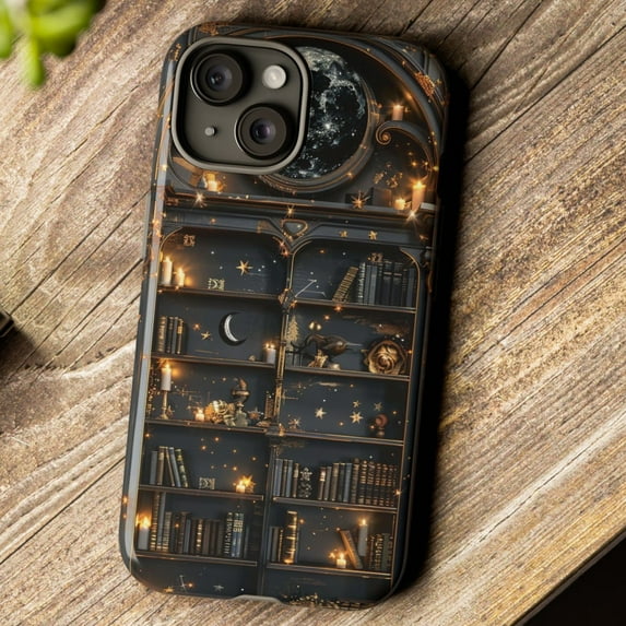 Gothic Library Celestial Moon Art Phone Case for iPhone 17 through 11 ...