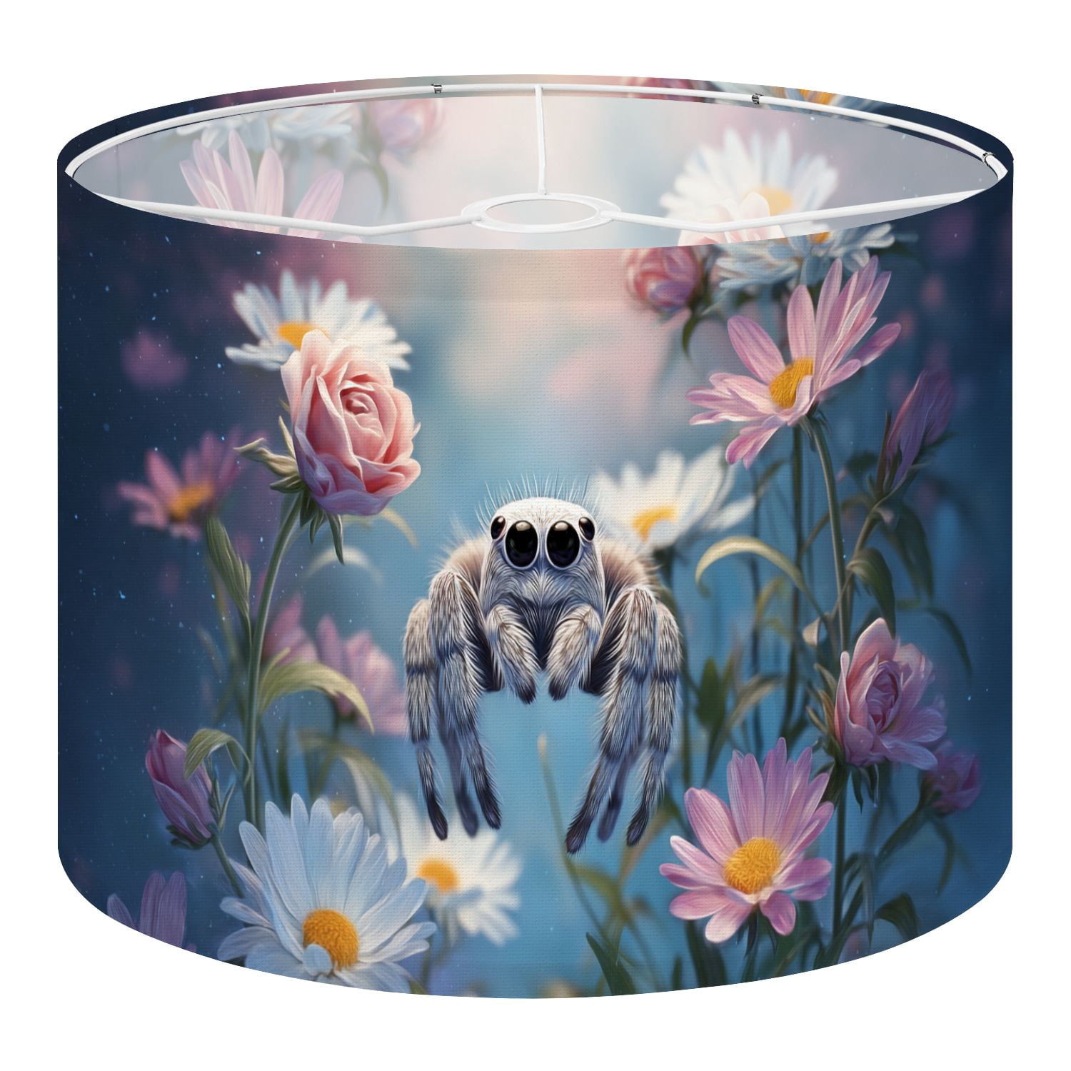 Gothic Linen Drum Lampshades Cute Furry Jumping Spiders Soft Pastel ...