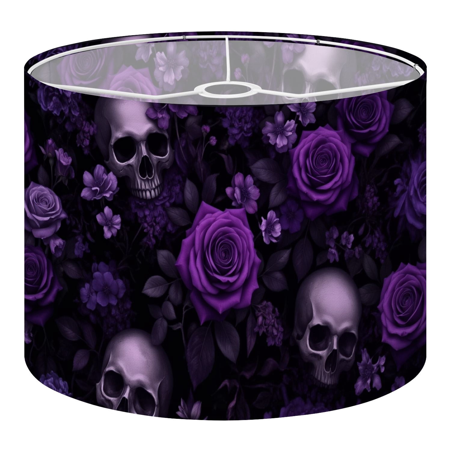 Gothic Linen Drum Lampshades Dark Gothic Roses Skulls Purple Floral 13 ...
