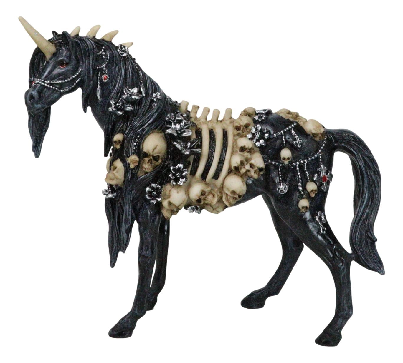 Gothic Macabre Black Dark Unicorn Horse With Skeleton Bones And Skulls ...