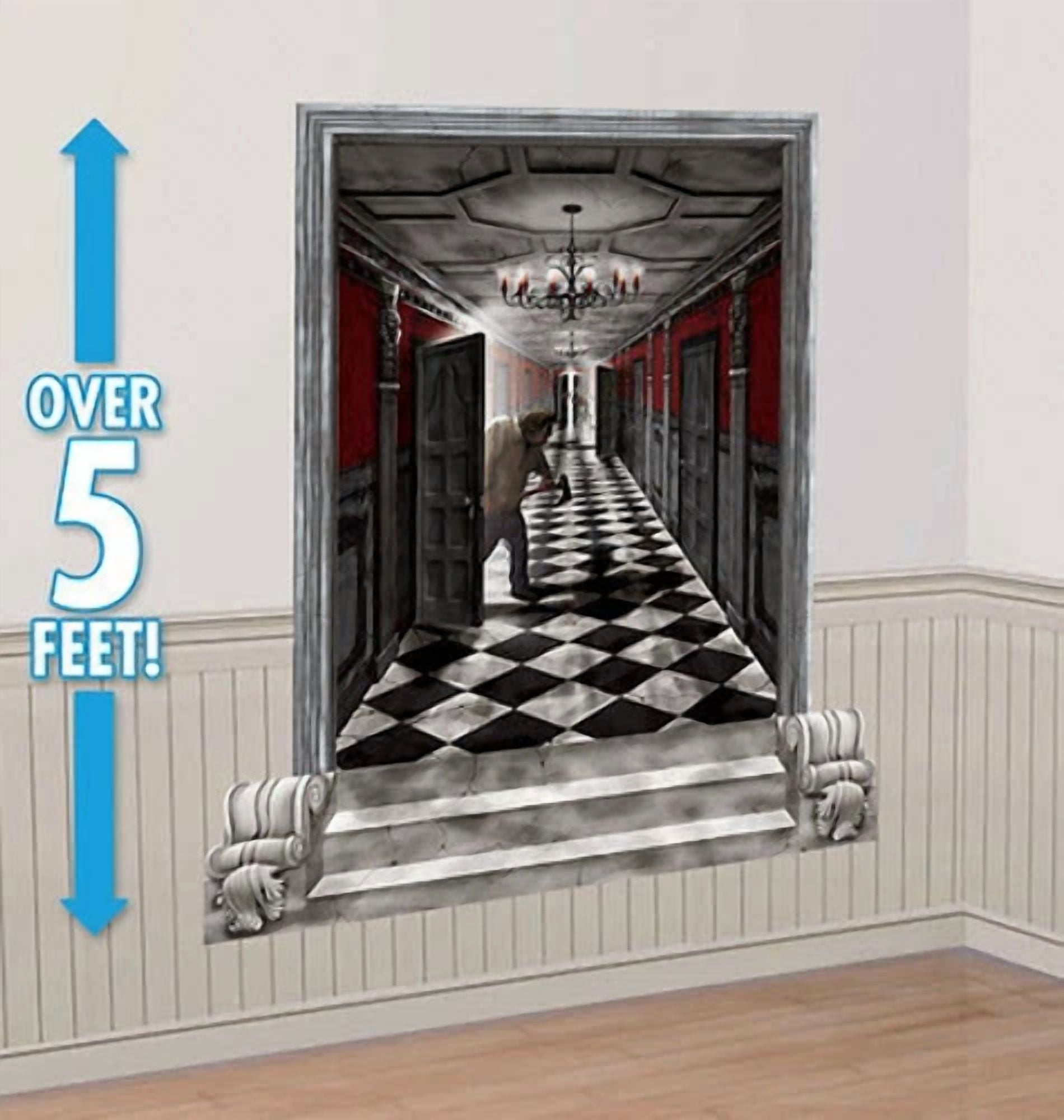 Gothic Mansion Hallway Scene Setter Halloween Party Wall Backdrop Kit ...