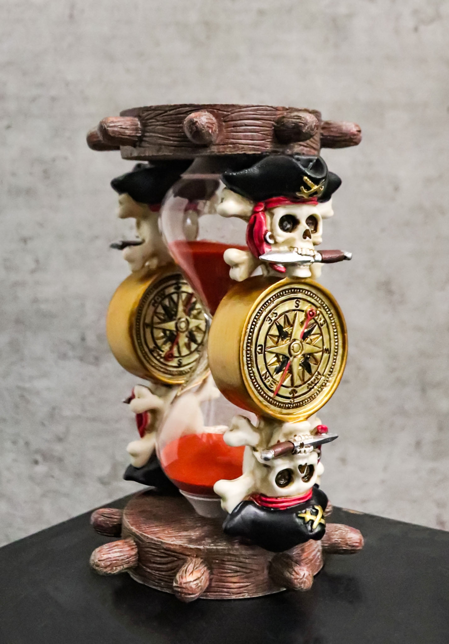 Gothic Marine Pirate Skulls Crossbones Steer Helm Compasses Sand Timer ...