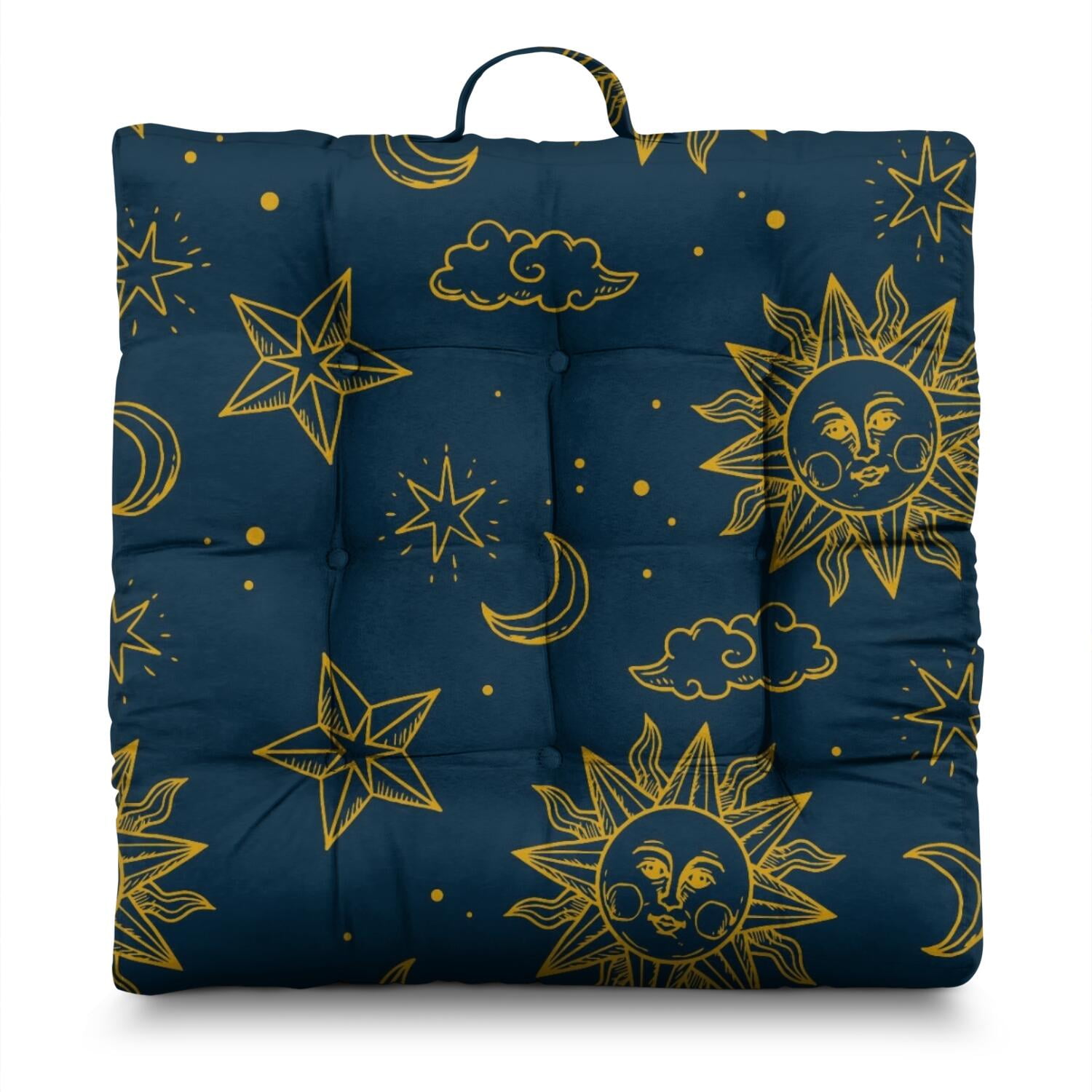 Gothic Meditation Pouf Supportive Square Floor Cushion with Mystical ...