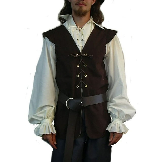 Gothic Men Pirate Renaissance Waistcoat Vintage Bandage Medieval
