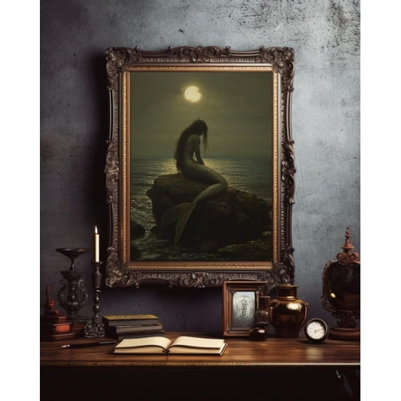 Gothic Mermaid Wall Art - Medieval Siren Aesthetic Mermaidcore Decor ...