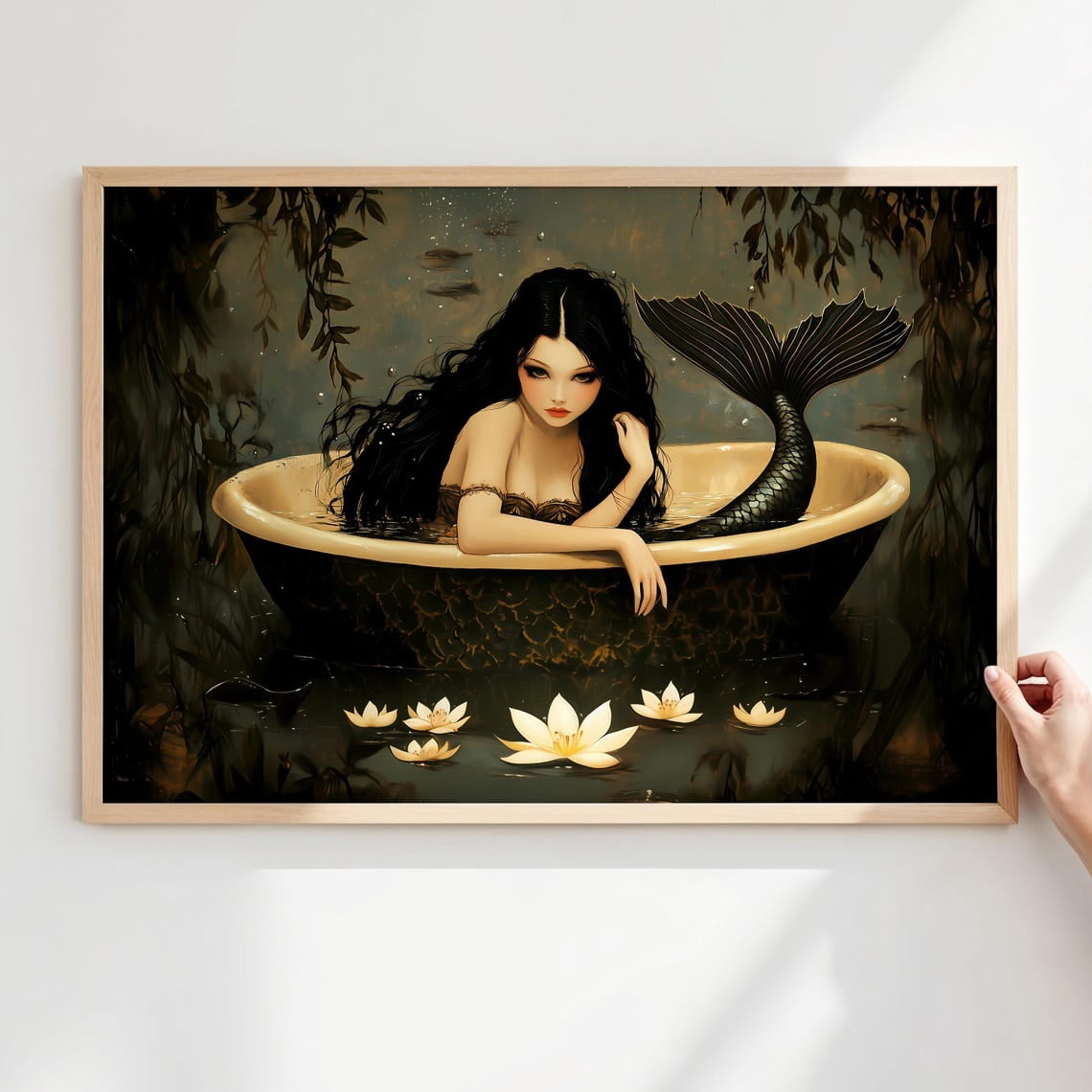 Gothic Mermaid Wall Art – Mermaid Art Print Dark Fantasy Bathroom Decor ...