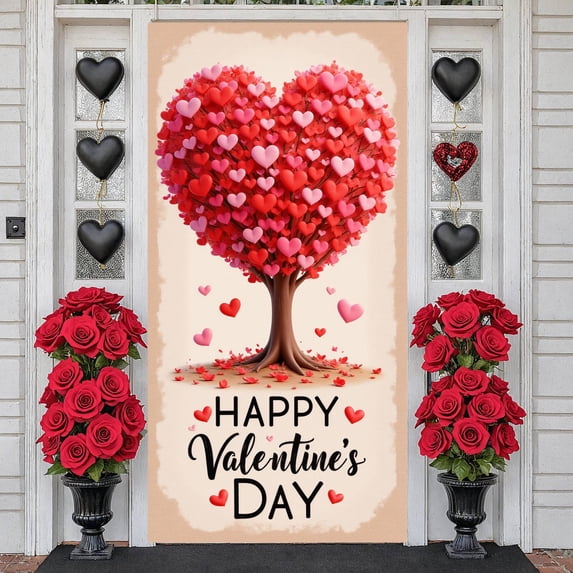 Gothic Be Mine Banner Skeleton Pattern Skeleton Love Display Red Heart ...