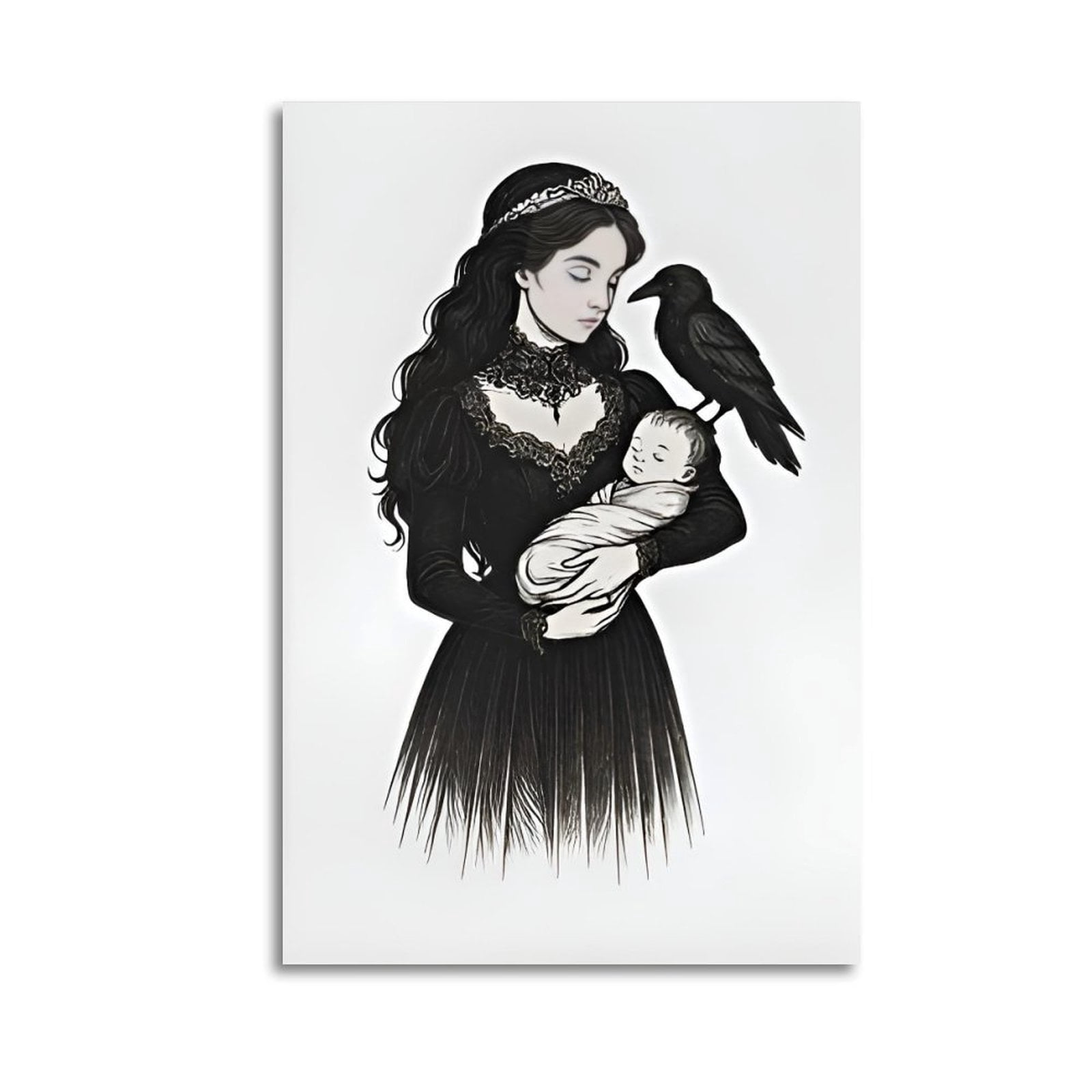 Gothic Mom & Raven Wall Art Witchy Mommy Motherhood Print Poster Great ...