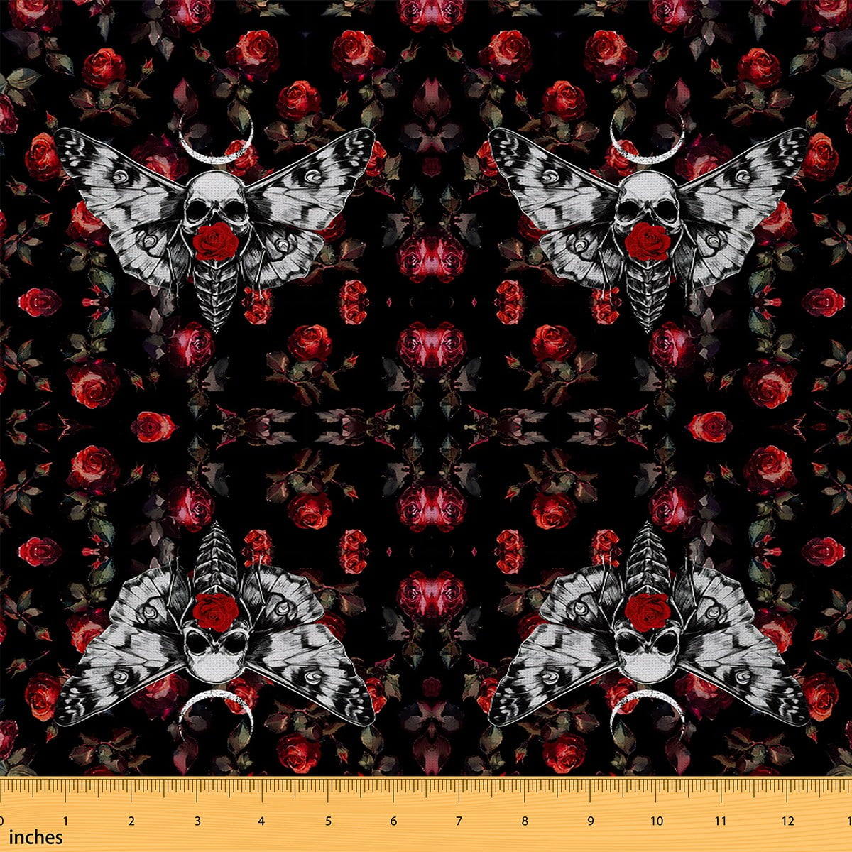 Gothic Moth 5 Yards Upholstery Fabric Sugar Skull Fabric By The Yard ...