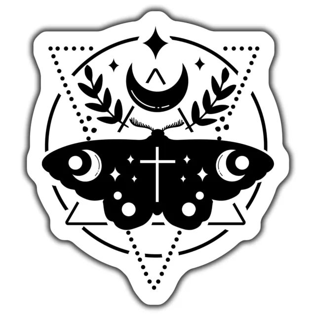 Gothic Moth Sticker, Cosmic Moth Decal, Witchy Moon Stickers, Occult ...
