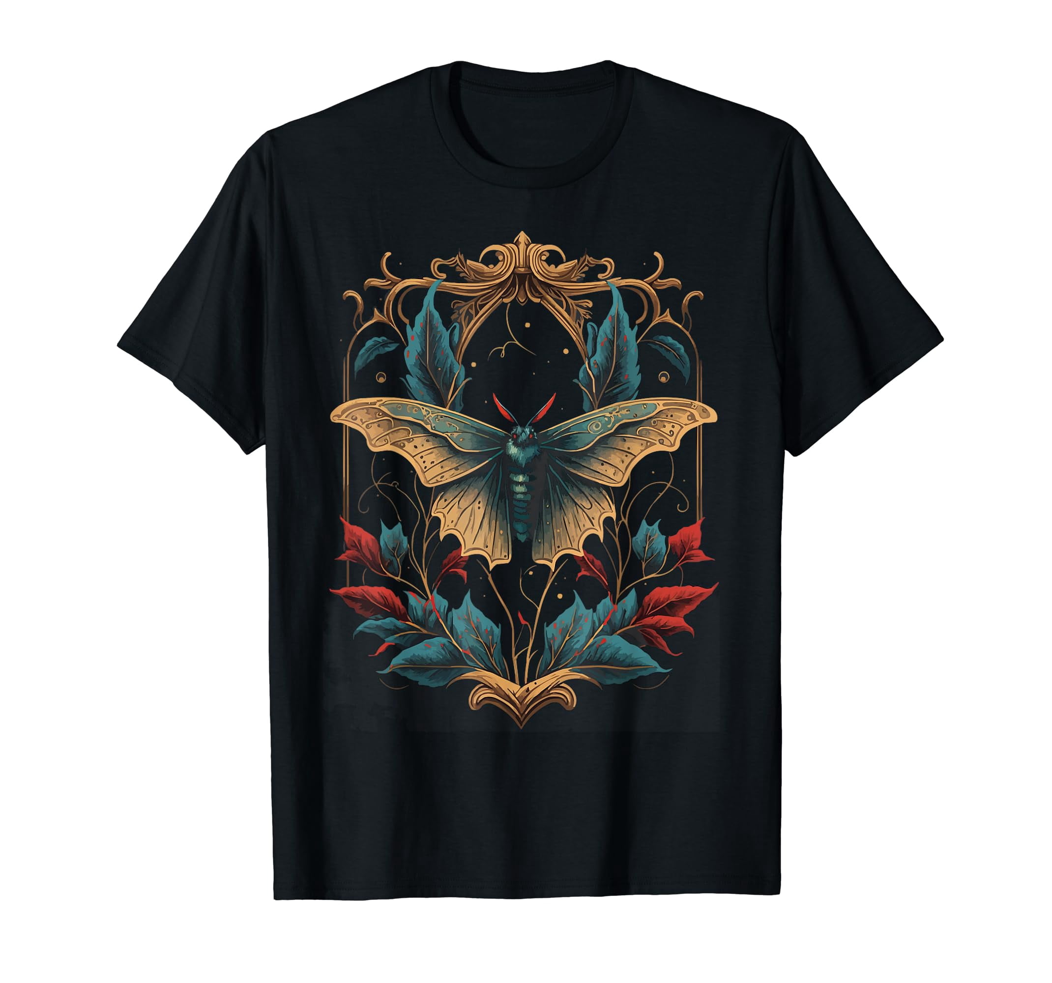 Gothic Moth Witchcore Aesthetic Witchcraft Occult Black T-Shirt ...