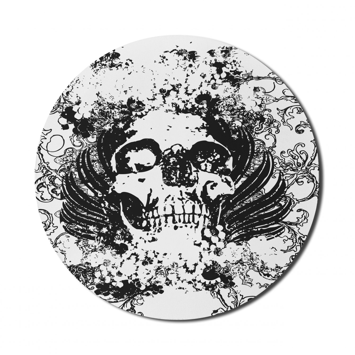 Gothic Mouse Pad for Computers, Scary Skull in Grunge Sketch Dead ...