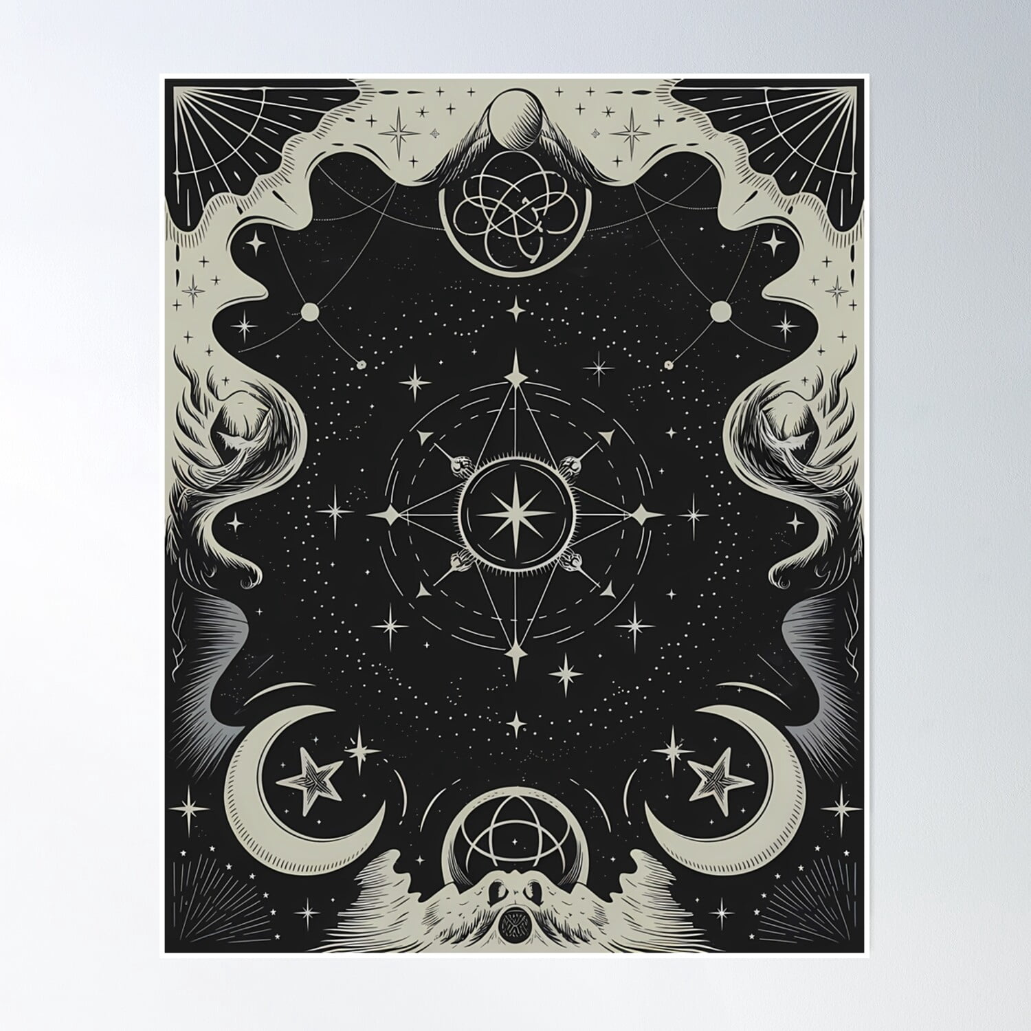 Gothic Mystical Celestial Night Sky Poster Wall Art, Modern Wall Decor ...