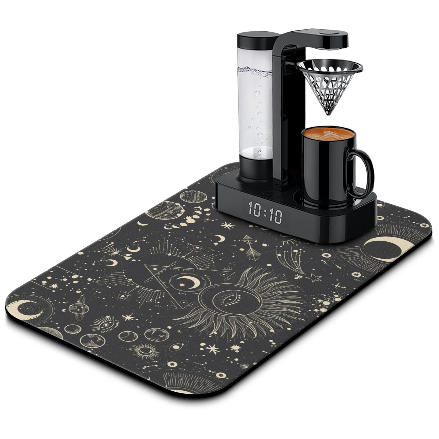 Gothic Nebula and Galaxy Coffee Station Mat - Retro Astronomical Print Absorbent Mat - Non-Slip ...