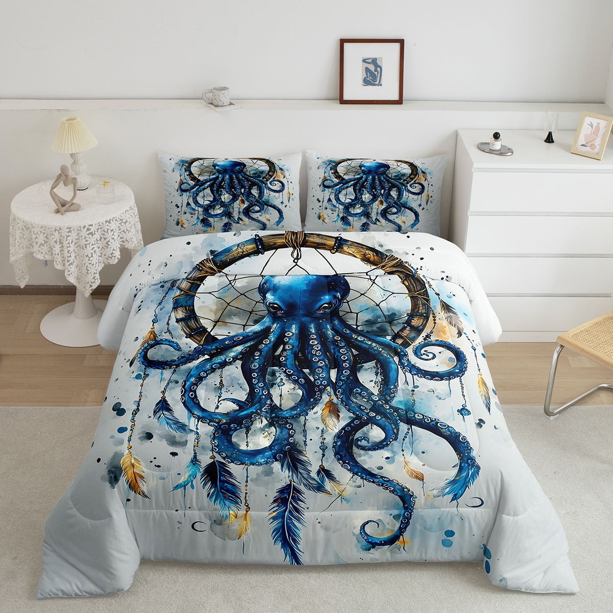 Gothic Octopus Comforter Set Dream Catcher King Bedding Set,Boho ...