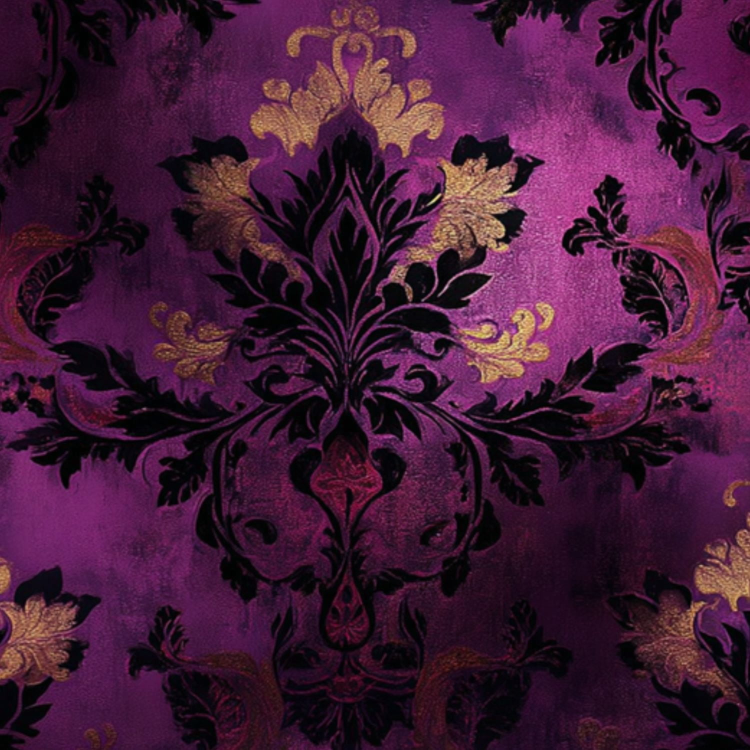 Gothic Peel and Stick Wallpaper Purple Gold Damask Floral Elegant ...