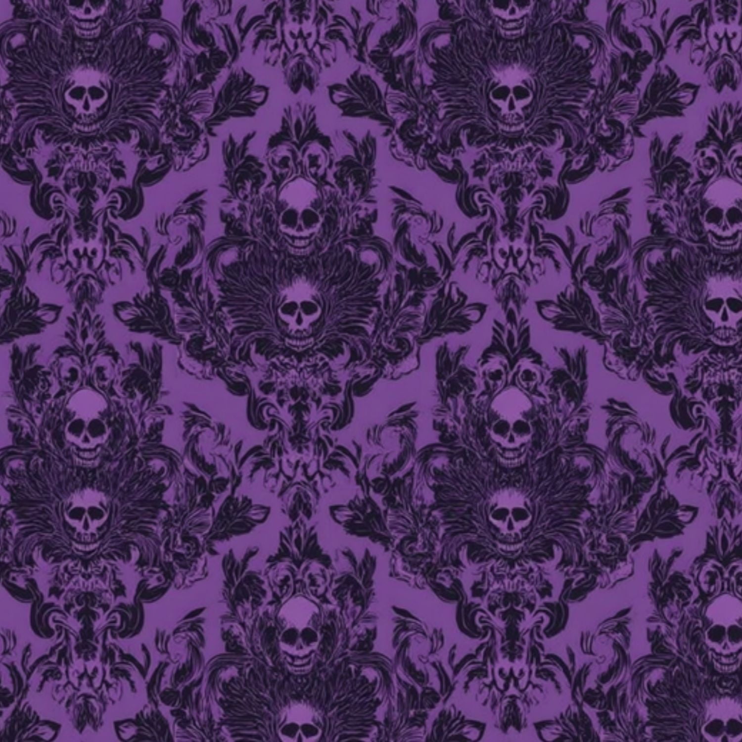 Gothic Peel and Stick Wallpaper Purple Skull Damask Intricate Gothic ...