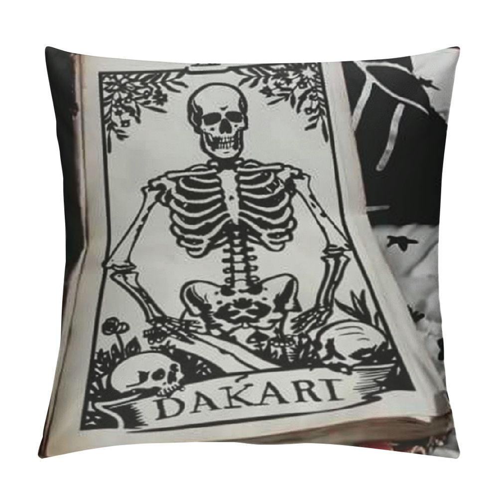 Gothic Pillow Covers Skeleton Throw Pillow Cover,Tarot Decor Pillow ...
