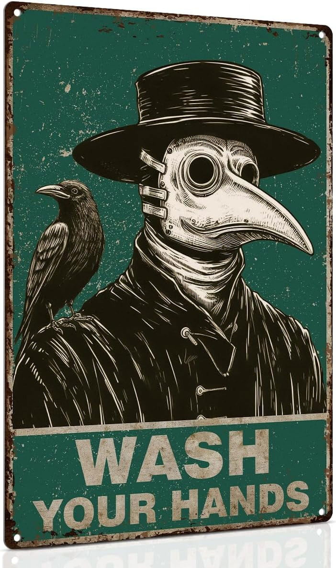Gothic Plague Doctor Bathroom Sign 8x12\u201d \u2013 "WASH YOUR HANDS ...