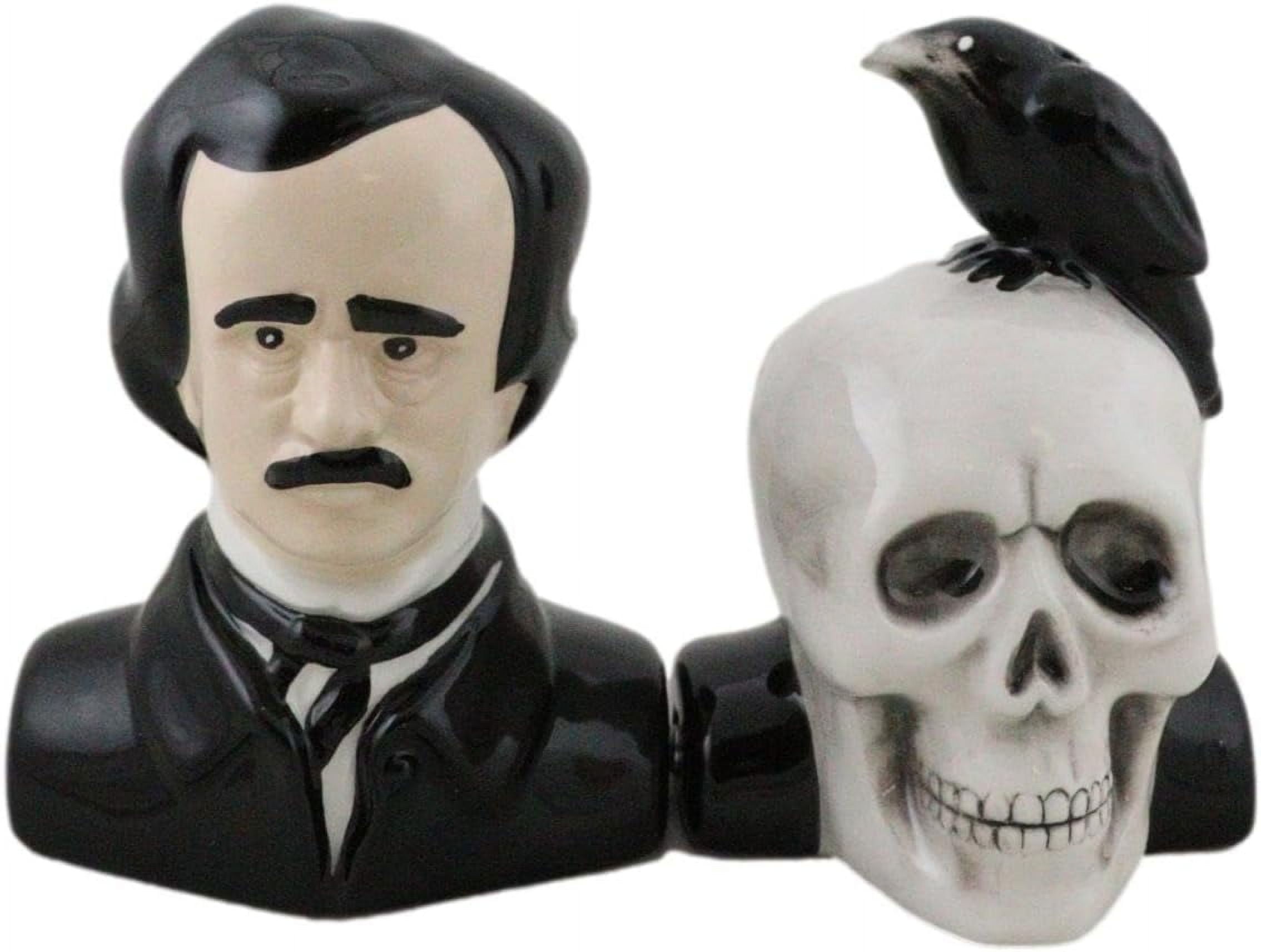 Gothic Poet Edgar Allen Poe With Black Raven Crow On Decorative Ceramic ...