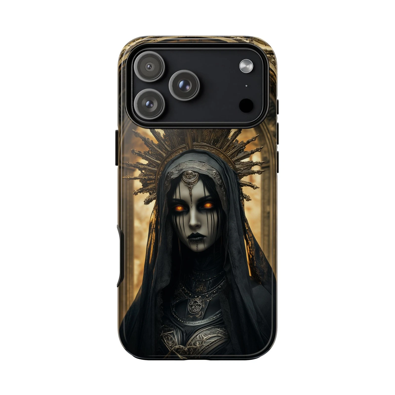 Gothic Priestess Gold Crown Art Phone Case for iPhone Case 17 to 11 Pro ...