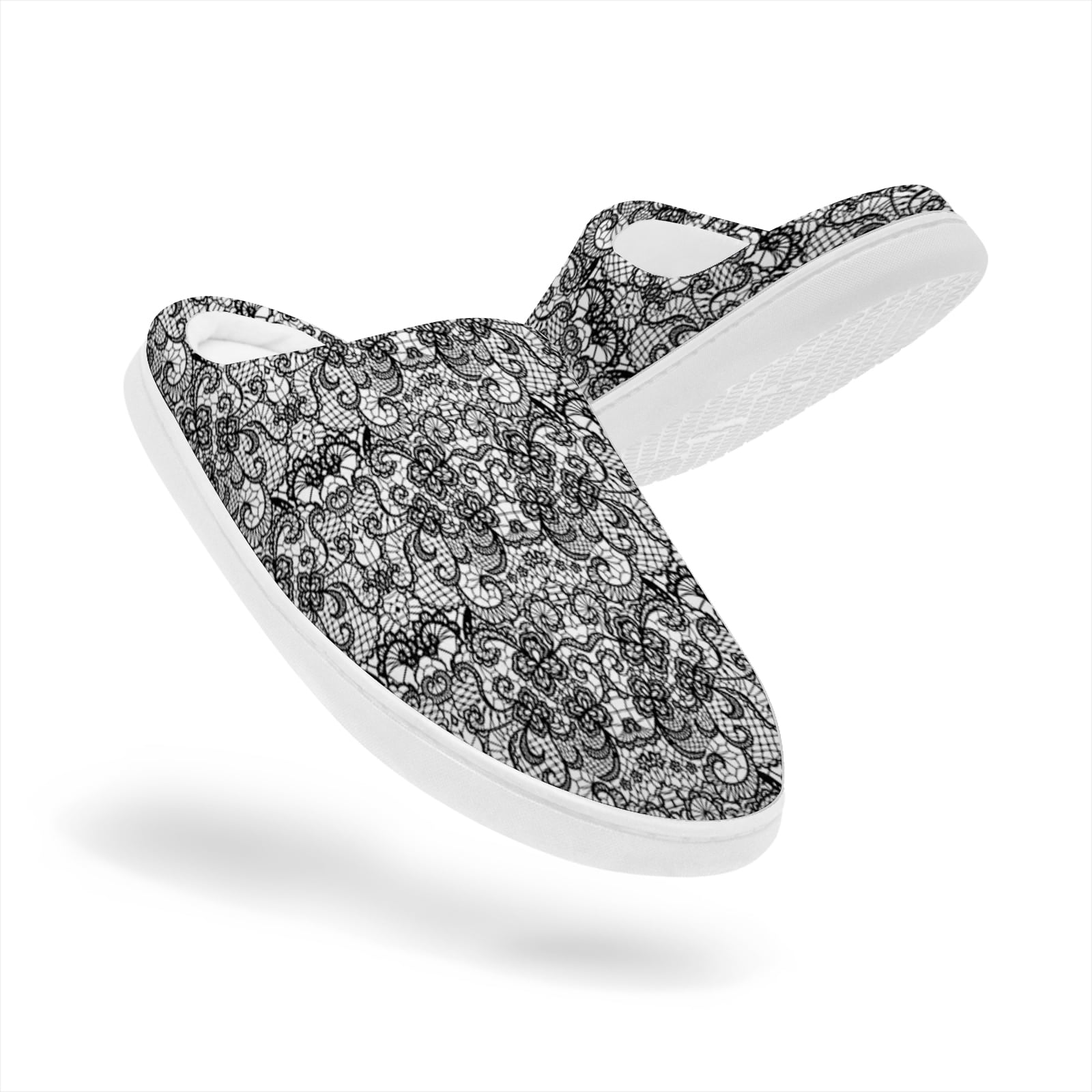 Gothic Print,Womens Cozy Scuff Slippers Slip On,Vintage Motifs ...