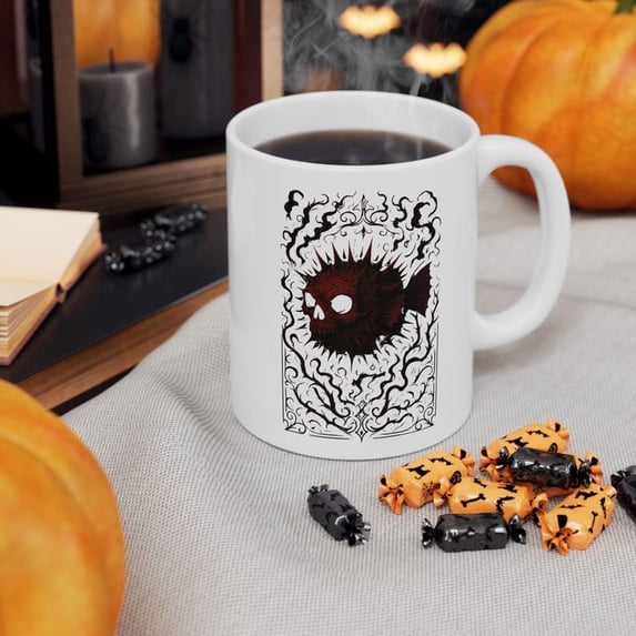 Gothic PufferfiS1H Skull Mug Dark Ocean Horror Ceramic Cup - Walmart.com