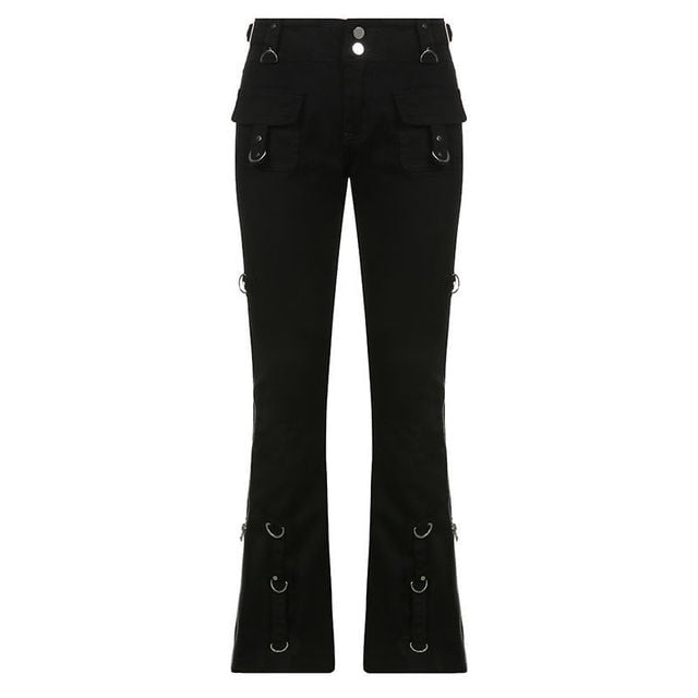 Gothic Punk Chain Y2k Grunge Emo Jean Mall Goth Black Cargo Denim Pants ...
