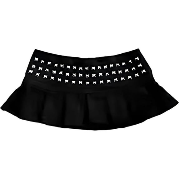 Gothic Punk Studded Mini Skirt for Women – Harajuku Ultra Short Pleated ...