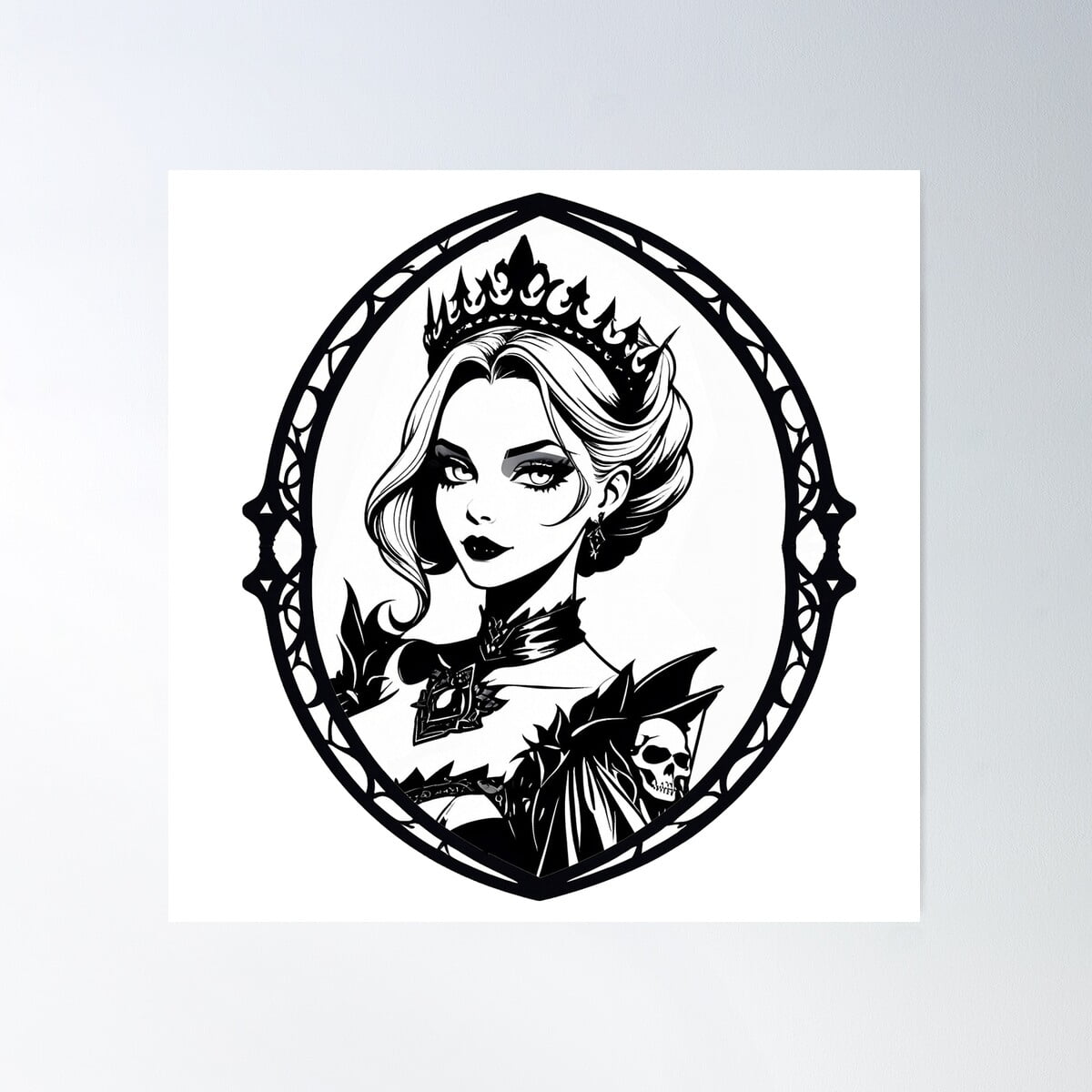 Gothic Queen With Skull Poster Wall Art, Modern Wall Decor For Living ...
