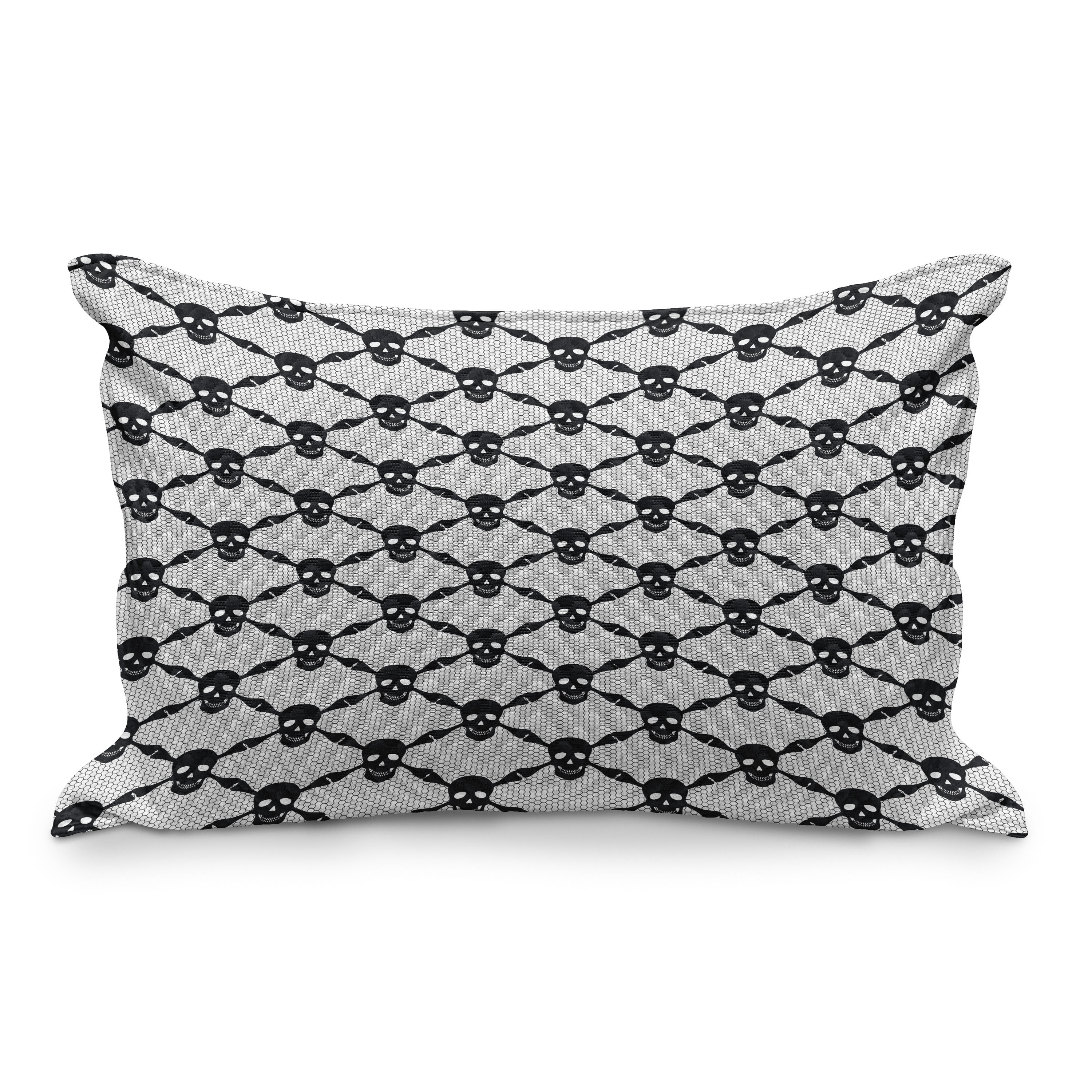 Gothic Quilted Pillowcover, Halloween Horror Theme Spooky Skeleton ...