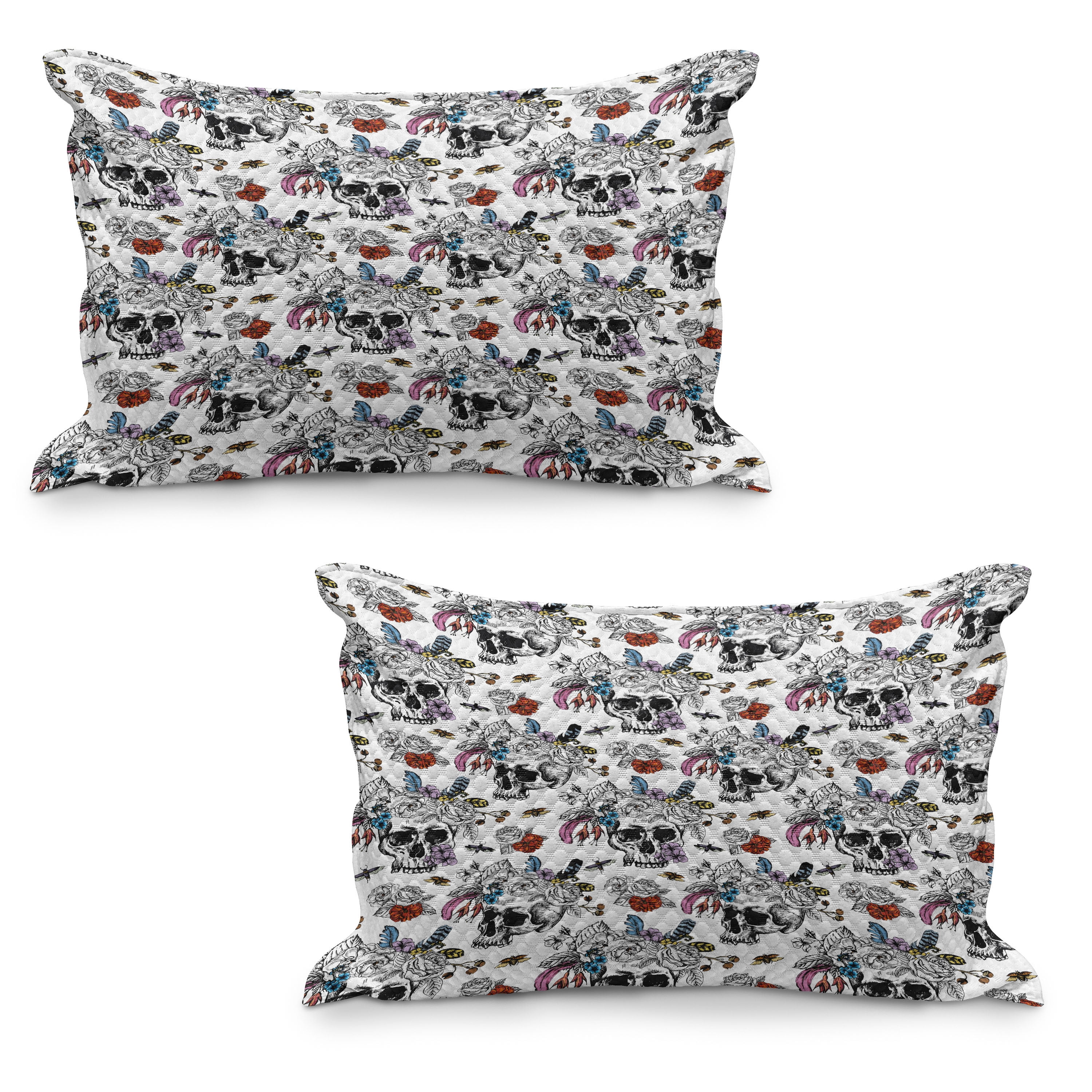 Gothic Quilted Pillowcover Set of 2, Day of the Dead Inspired Human ...