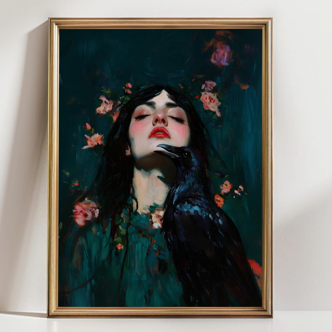 Gothic Raven Art Vertical Print - Dark Aesthetic Wall Decor, Enigmatic ...