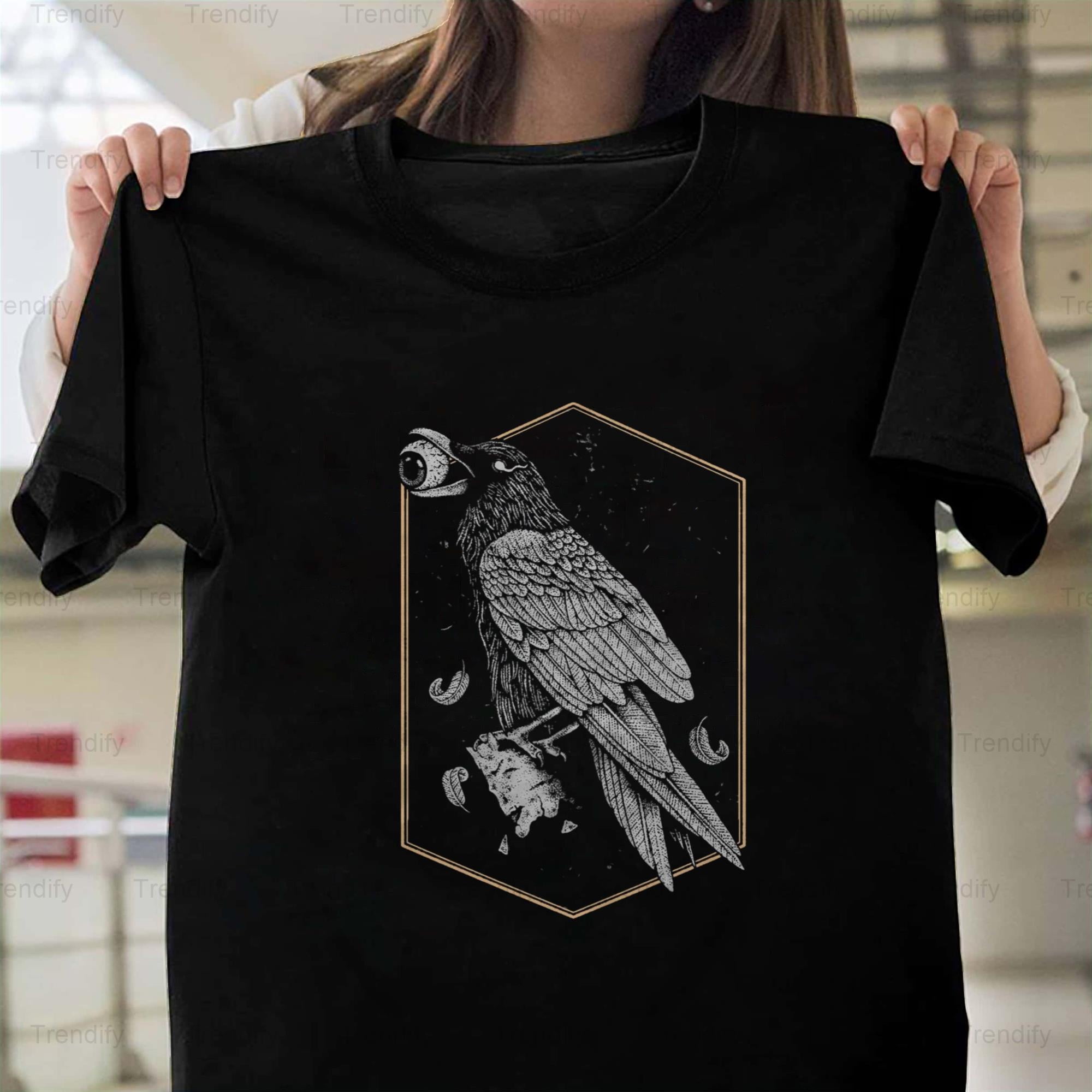 Gothic Raven Black Crow Realistic Drawing Funny Edgy H13039 Unisex T ...