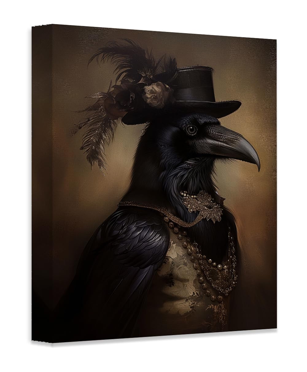 Gothic Raven Canvas Poster, Spellbinding Wall Art for Dark Academia ...