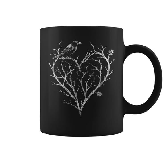 Gothic Raven Crow Heart Tree Thorn Love Goth Alt Alternative Coffee ...