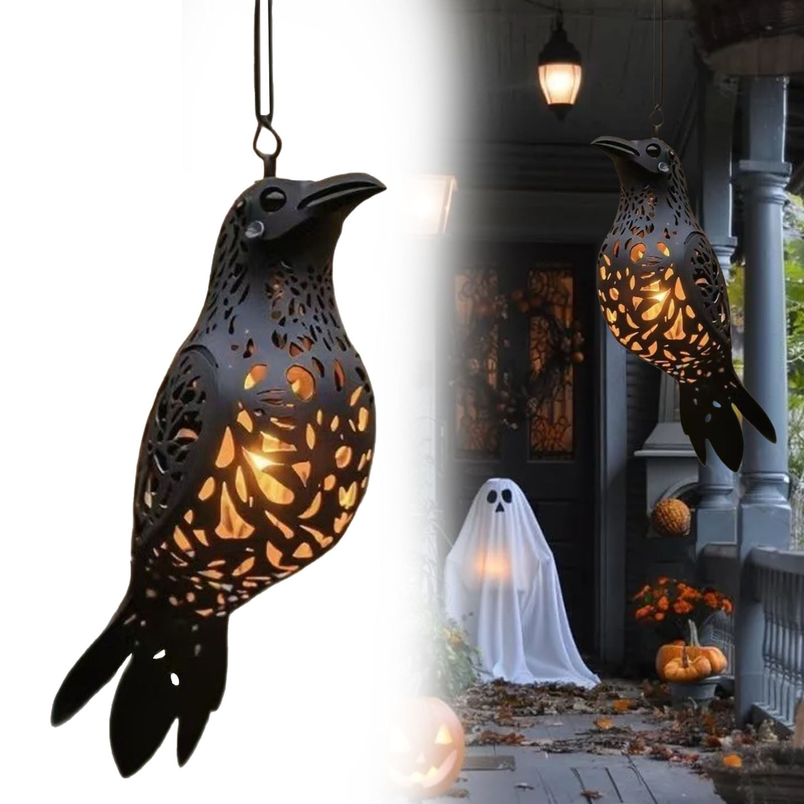 Gothic Raven Hanging Lantern, Unique Halloween Crow Lanterns ...