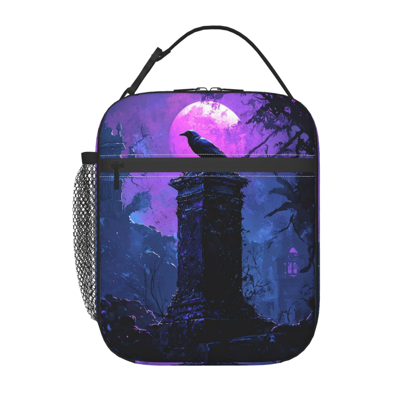 Gothic Raven Lunch Box Reusable Portable Lunch Bag Tote Bag for Work ...