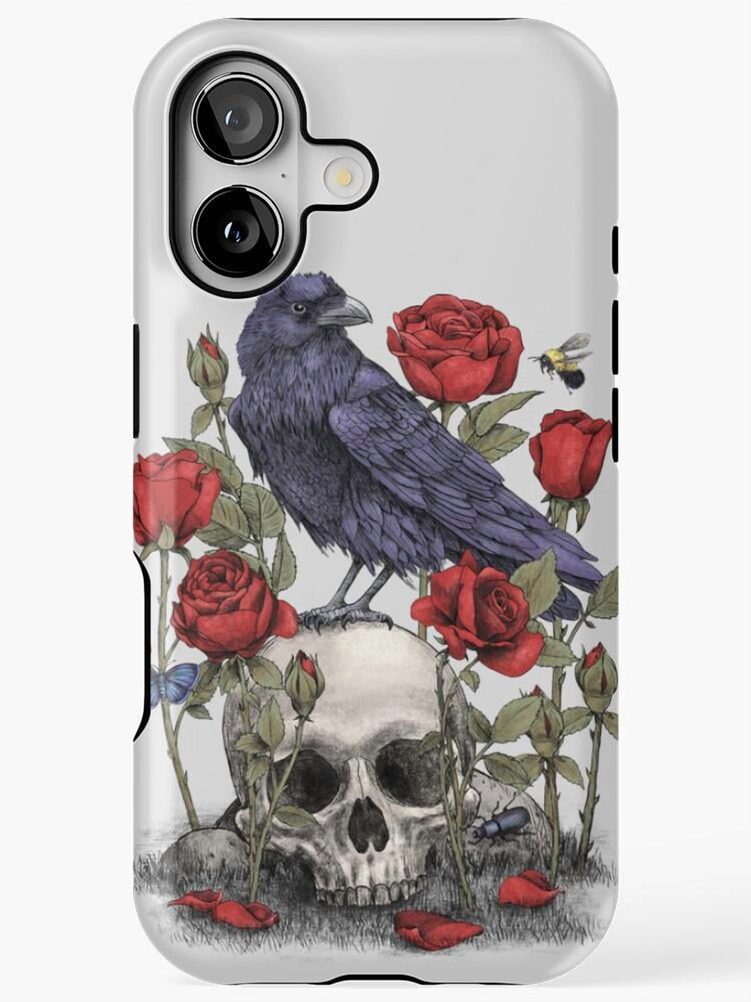 Gothic Raven, Red Roses, Skull and Bee Tough Phone Case for iPhone 14 ...
