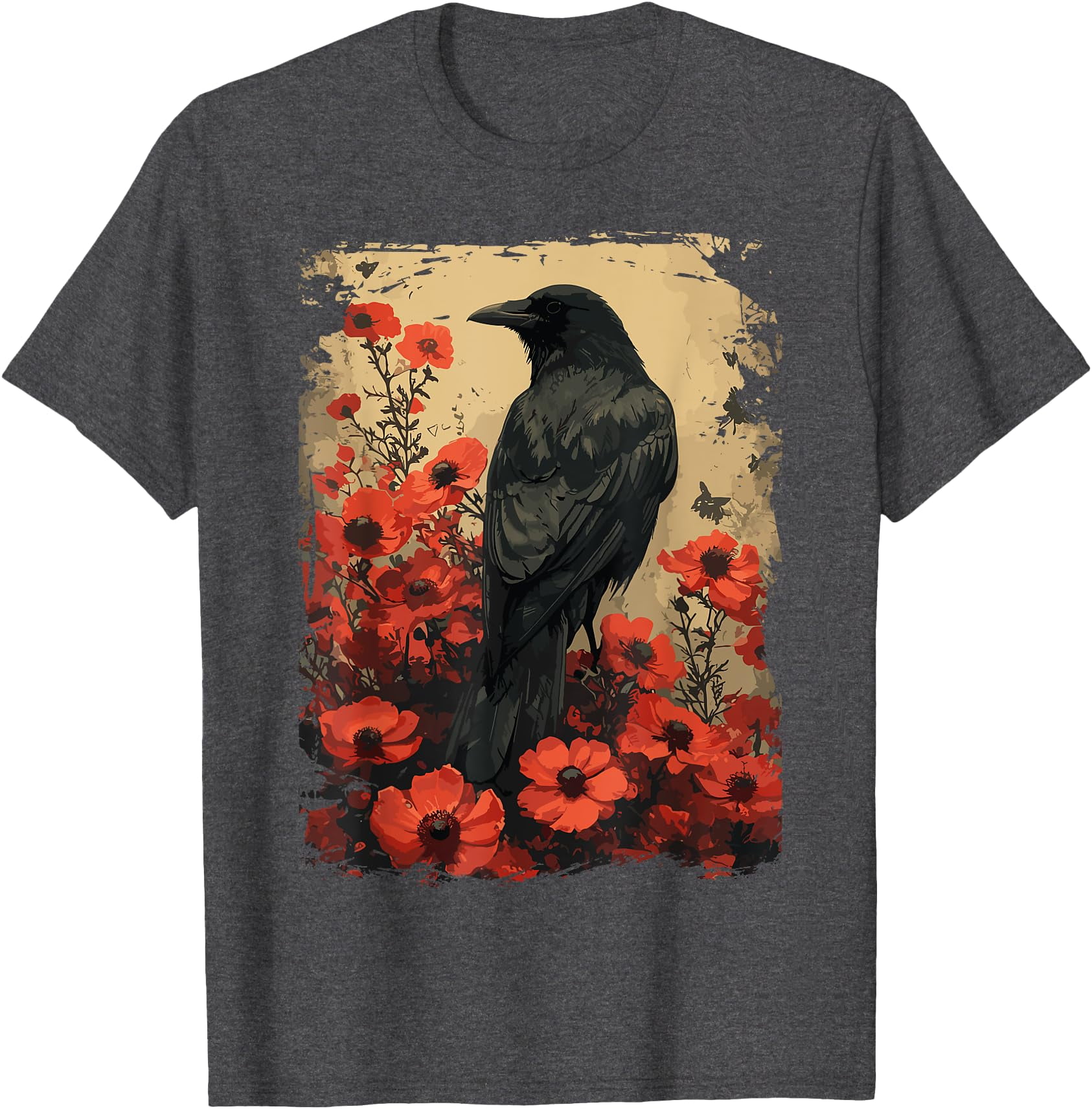 Gothic Raven Rose Enchanted Vintage Floral Crow Softstyle Unisex T ...