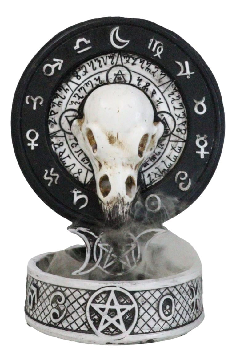 Gothic Raven Skull Triple Moon Astrology Zodiac Backflow Incense Cone ...