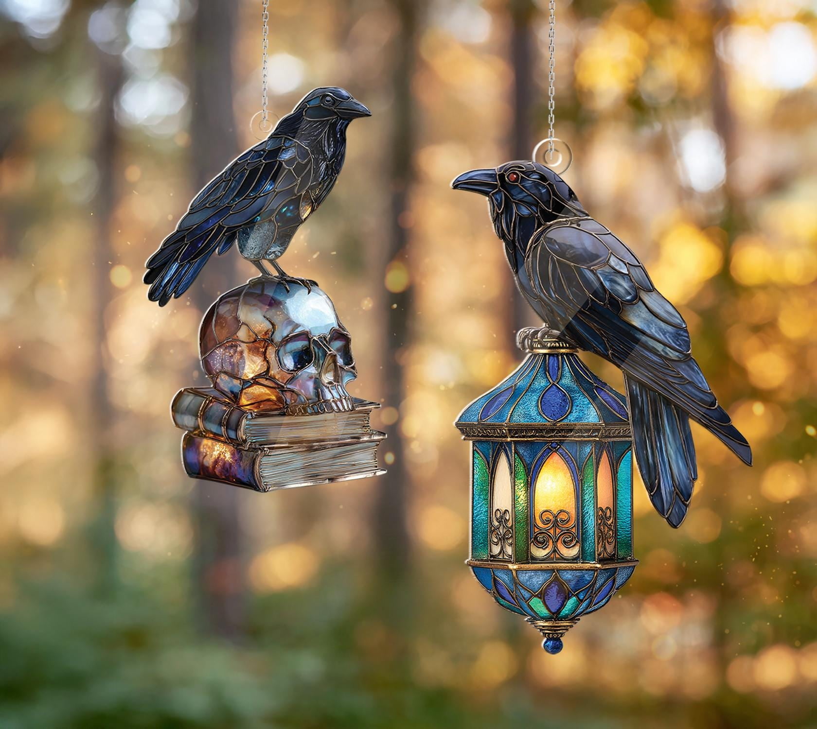 Gothic Raven Window Hanging, Halloween Crow Decor, Book Lover Gift ...