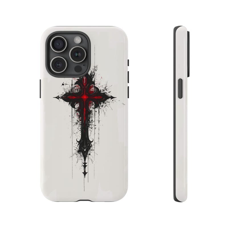 Gothic Red Christian Cross on a White Background Case for iPhone 11,12 ...